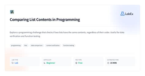 Programming Tutorials List Comparison Labex