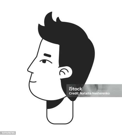 옆 프로필 플랫 라인 단색 벡터 캐릭터 머리를 올려다보는 남자 머리에 대한 스톡 벡터 아트 및 기타 이미지 머리 옆모습 남자 Istock