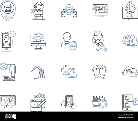 Information Technology Line Icons Collection Digitalization