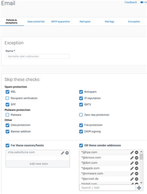 Sophos Email Protection Exception List Unsorted Sender Addresses Discussions Sophos