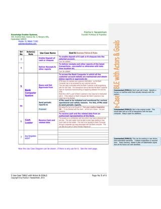 Use Case TABLE With Actors Goals PDF