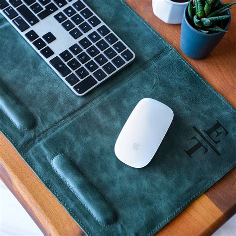 Personalized Leather Desk Mat With Wrist Rest Custom Office Organizer