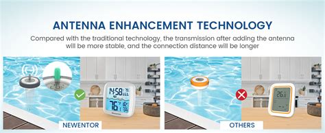 Newentor Pool Thermometer Wireless Digital Ipx8 Thermometer Floating Easy Read Large Water