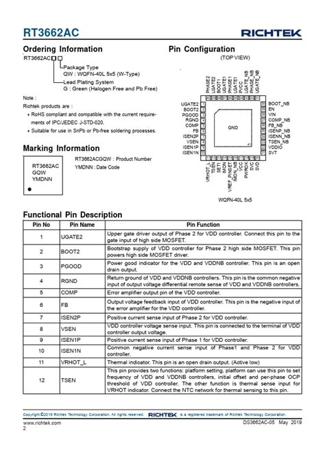 rt3662ac dual output pwm controller richtek
