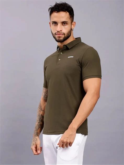 Mens Cotton Plain Half Sleeve Olive Green Polo T Shirt At ₹ 285piece