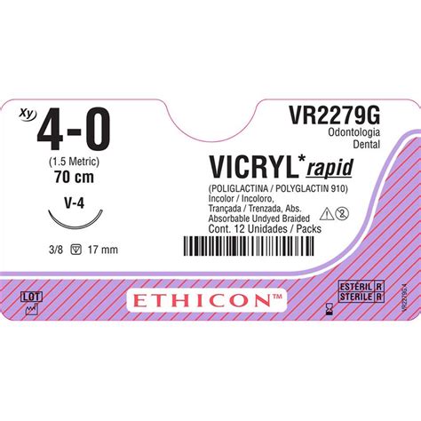 fio de sutura vicryl rapid 4 0 agulha 1 7cm 1 unidade ethicon sou