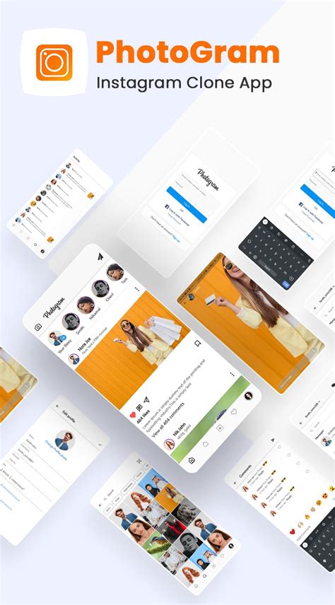 free instagram clone flutter ui kit photogram iqonic design