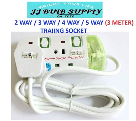 [sirim] 3m Extension Trailing Socket W Neon Plug Adaptor Multiple Universal Adapter Cord 2 3 4 5