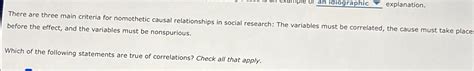solved there are three main criteria for nomothetic causal
