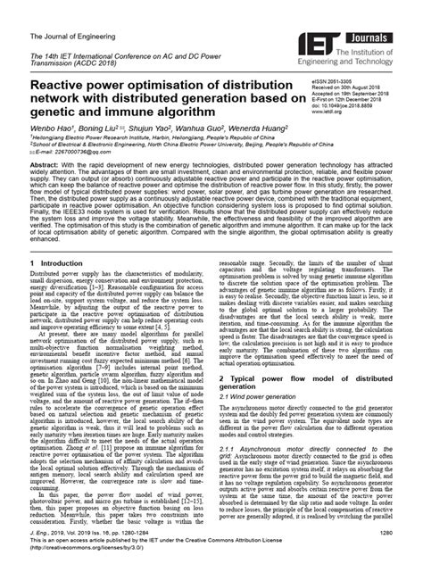 the journal of engineering 2018 hao reactive power optimisation