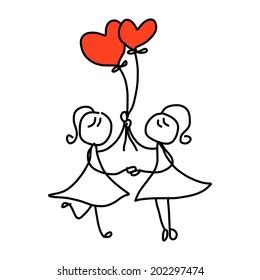 Hand Drawing Cartoon Concept Happy Same Stock Vector Royalty Free 202297726 Shutterstock