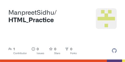 GitHub ManpreetSidhu HTML Practice