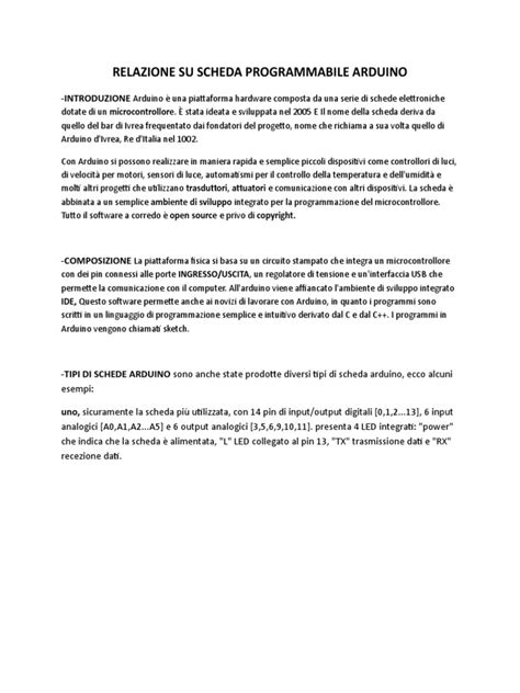 relazione arduino pdf