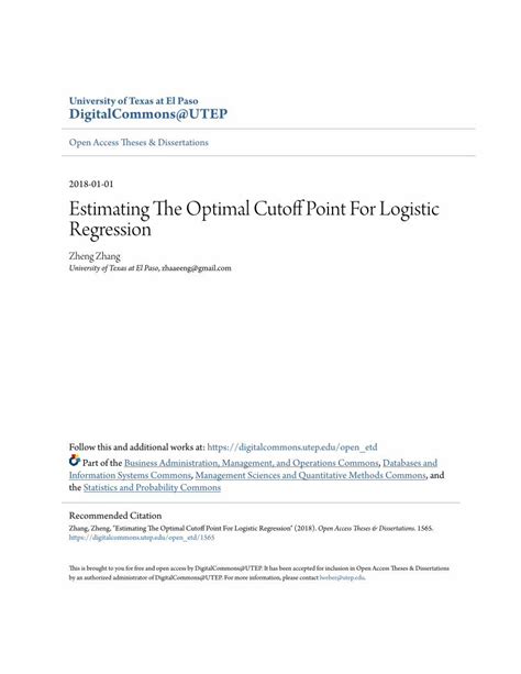Pdf Estimating The Optimal Cutoff Point For Logistic Regression Dokumen Tips
