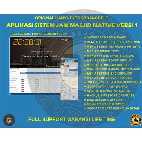 Jual APLIKASI WEB SOURCE CODE SISTEM INFORMASI JAM MASJID LENGKAP SIAP PAKAI GARANSI SEUMUR
