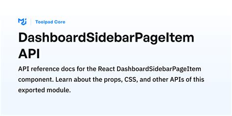 Dashboardsidebarpageitem Api Toolpad Core