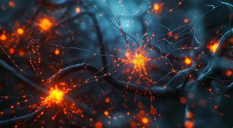 Glowing Neural Network With Orange And Blue Color Palette Premium Ai Generated Image