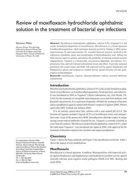 Pdf Review Of Moxifloxacin Hydrochloride Ophthalmic Solution In The Treatment Of Bacterial Eye