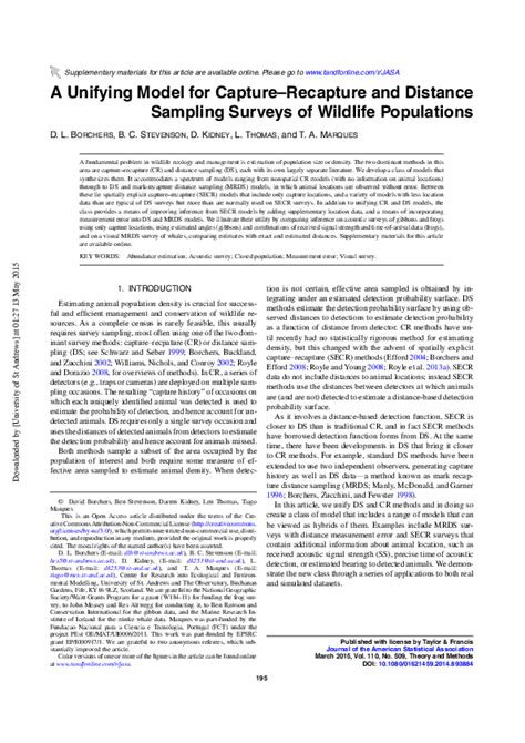 Pdf A Unifying Model For Capture Recapture And Distance Sampling