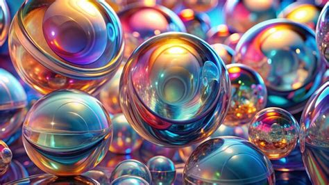 Abstract Iridescent Spheres Premium Ai Generated Image