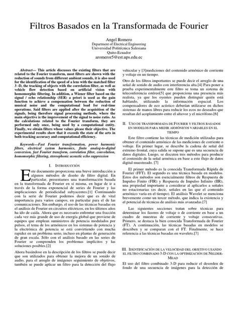 Filtros Basados En La Transformada De Fourier Pdf Electric Current