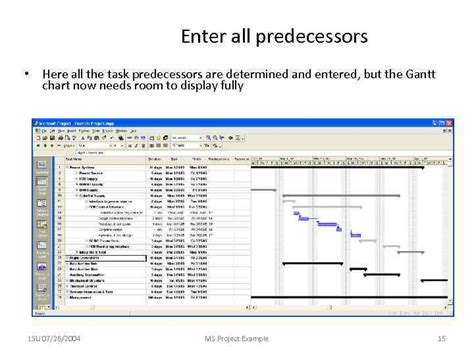 MS Project Example Project Management Unit Lecture