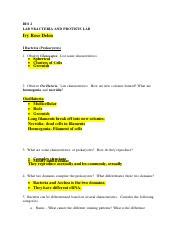 Lab9 Handout Pdf BIO 2 LAB 9 BACTERIA AND PROTISTS LAB Ivy Rose Delen I Bacteria Prokaryotes 1