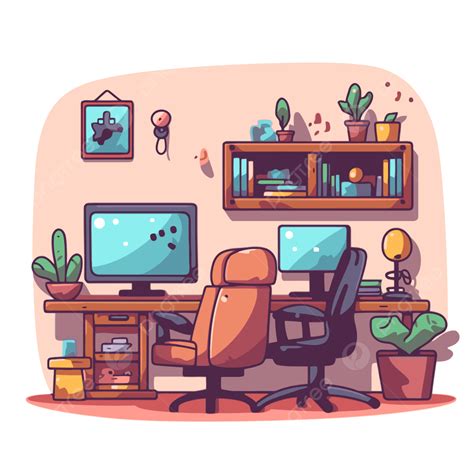 게임 룸 클립 아트 컴퓨터와 책상 방 그림 만화 벡터 게임 룸 클립 아트 만화 Png 일러스트 및 벡터 에 대한 무료 다운로드 Pngtree