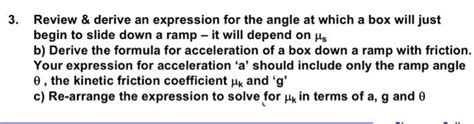 Solved Review Derive An Expression For The Angle At Which Chegg
