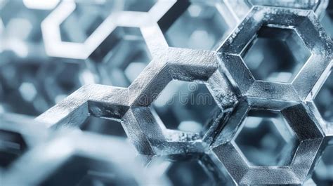 Metallic Hexagonal Mesh Structure Representing Cybersecurity And Data Protection Stock Image