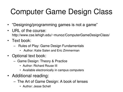 Ppt Computer Game Design Class Powerpoint Presentation Free Download