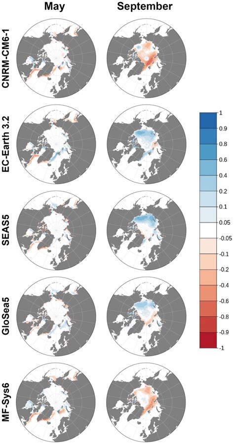 Mean Bias In Monthly Mean Sea Ice Concentration With Nsidc In May