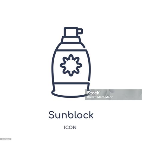 일반 개요 컬렉션의 선형 선 블록 아이콘입니다 얇은 라인 태양 블록 아이콘 흰색 배경에 고립입니다 선 블록 유행 삽화 가꿔주기에 대한 스톡 벡터 아트 및 기타 이미지