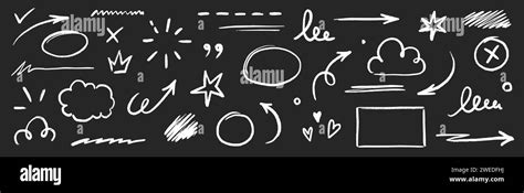 Line Text Highlight Hand Drawn Pen Brush Marker Vector Line Text Underline Emphasis Star