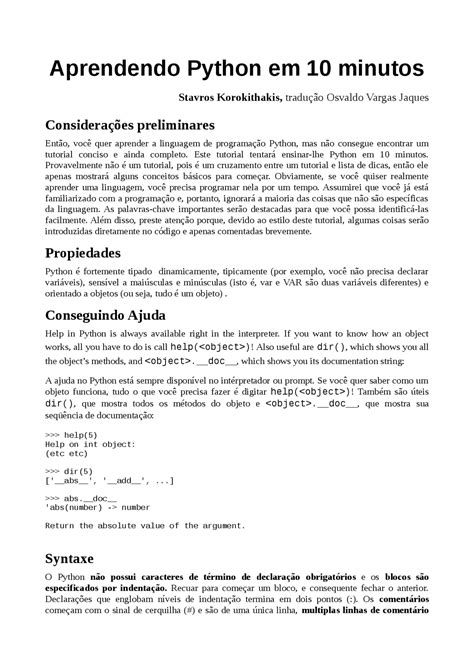 aprendendo python em 10 minutos lecture notes programming languages