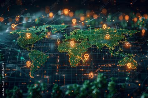 Symbolic Map Showcasing Global Distribution Carbon Credits With Icons