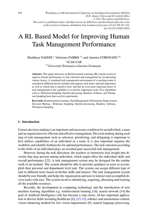 PDF A RL Based Model For Improving Human Task Management Performance
