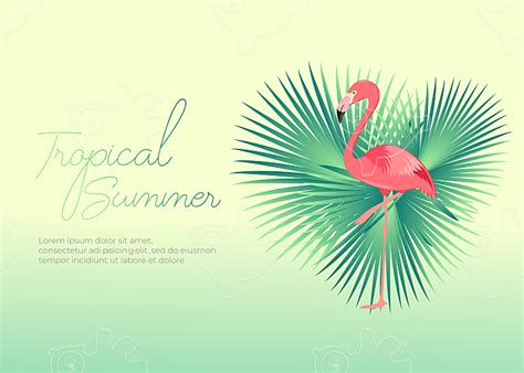 플라밍고와 열대 잎의 배경을 갖춘 여름 배경 Mjworld 네이버 Ogq마켓