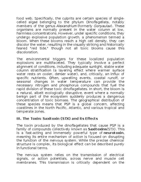 Paralytic Shellfish Poisoning In Marine Sciences Sub Plan Classwork