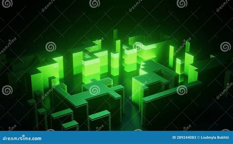 Cyber Security Database In Shape Of Futuristic City Abstract Digital Cyberspace With Moving