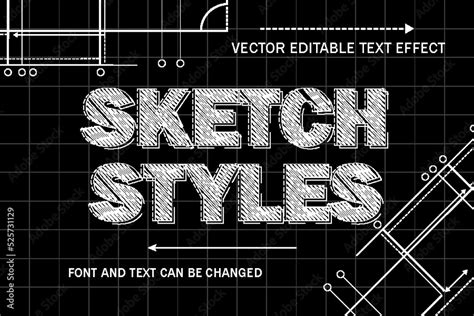 Sketch Drawing Blueprint Editable Text Effect Font Engineering Architectural Styles Template