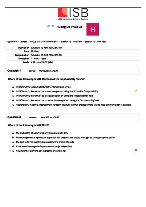 Session Mock Test Attempt Review Started On Saturday April Pm State