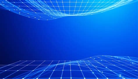 Abstract Blue Grid Pattern With Glowing Lines And Dots Premium Ai Generated Image