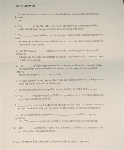 solved short answer 1 protection against active attacks