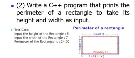 Solved Write A C Program That Prints The Perimeter Chegg Com