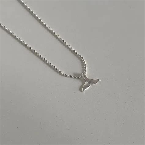 925 실버 순은 행운 돌고래 고래 꼬리 콩줄 볼 체인 목걸이