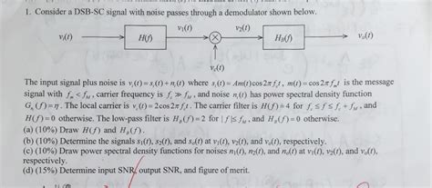 solved consider a dsb sc signal with noise passes through a
