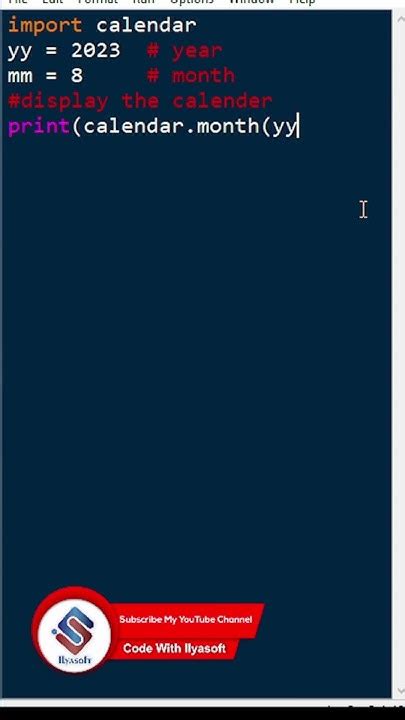 Calendar In Python Codewithilyasoft Python Ilyasoft Codewithilyas