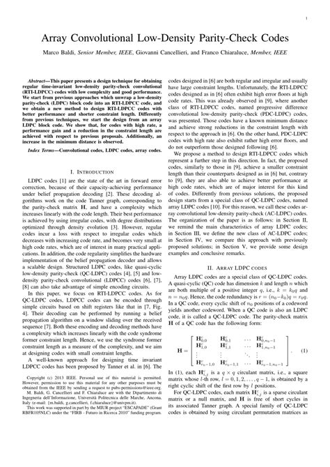 Pdf Array Convolutional Low Density Parity Check Codes