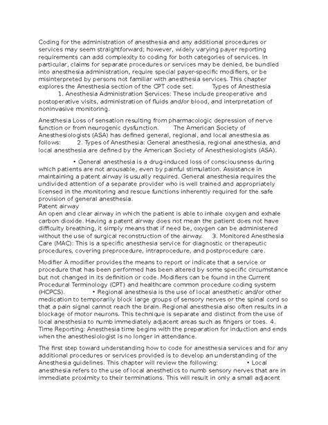 Anesthesia Services Basics Understanding CPT Coding ANES Studocu